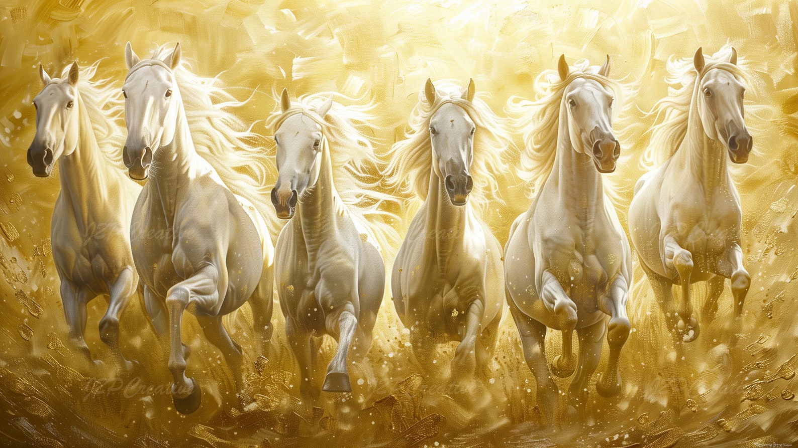 Six Running Horses, Oil Paint, Samsung Frame TV Art, Digital Download ...