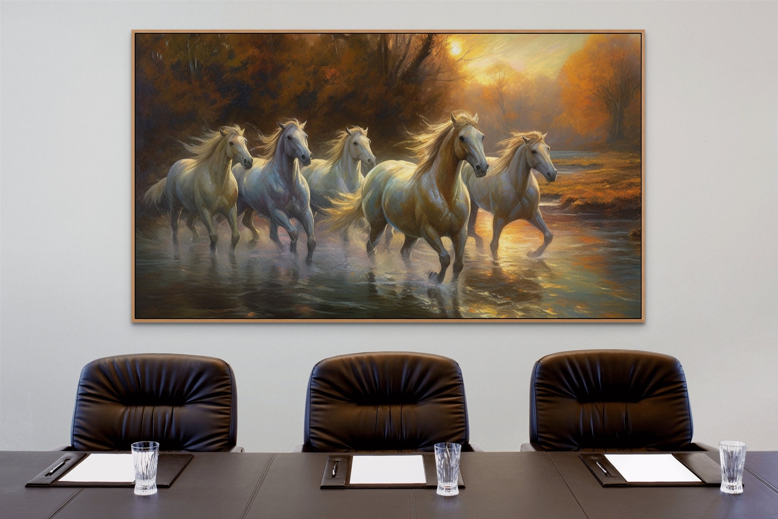 Five Running Horses, Over Water, Oil Paint, Samsung Frame TV Art ...