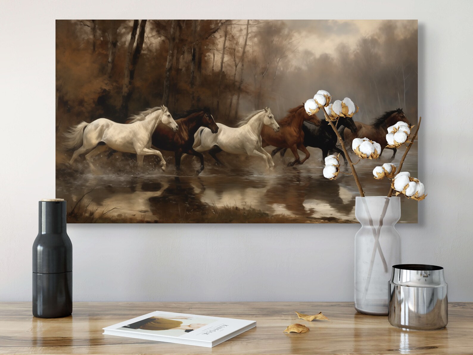 Six Running Horses, Oil Paint, Samsung Frame TV Art, Digital Download ...