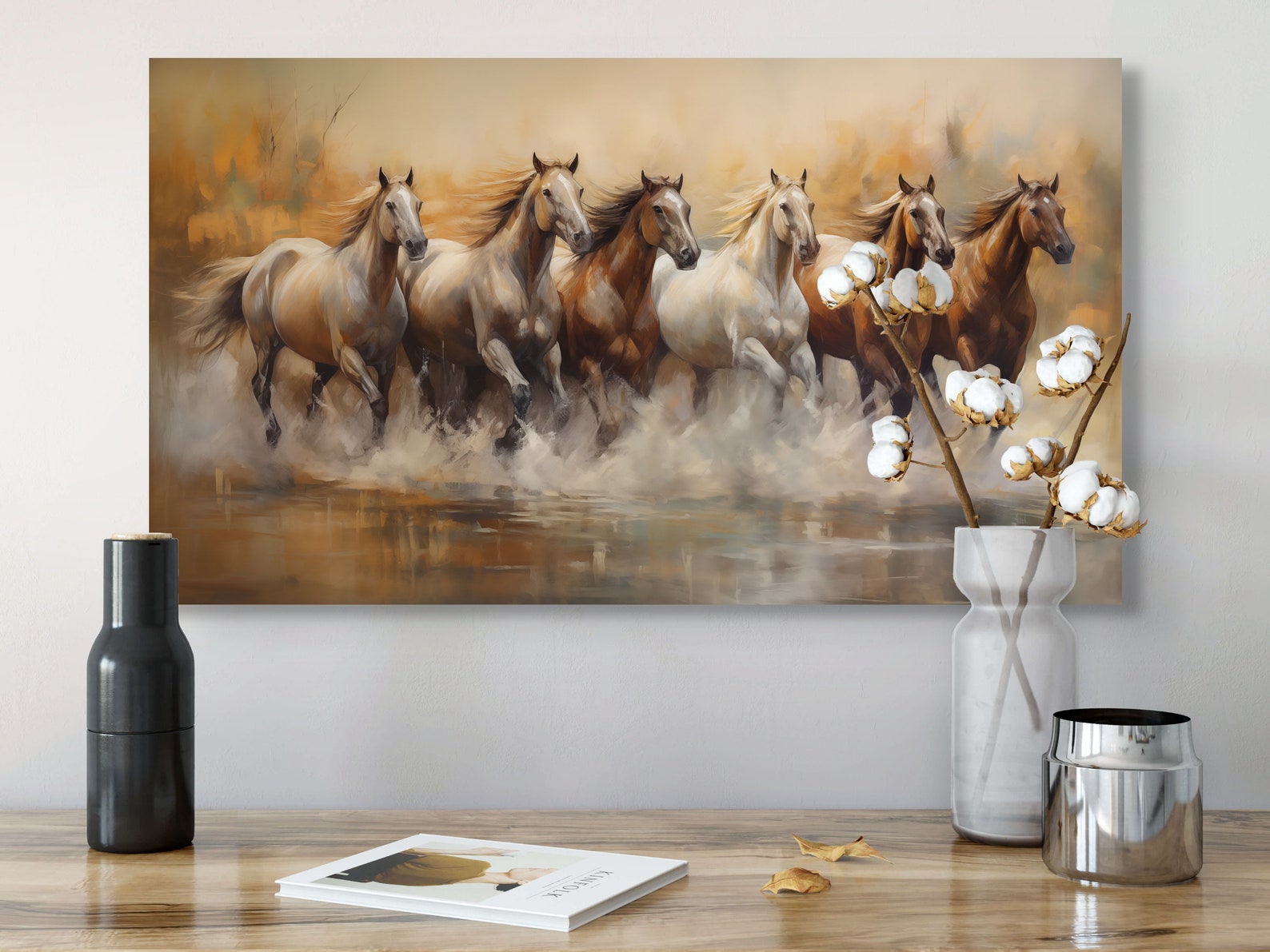 Six Running Horses, Oil Paint, Samsung Frame TV Art, Digital Download ...