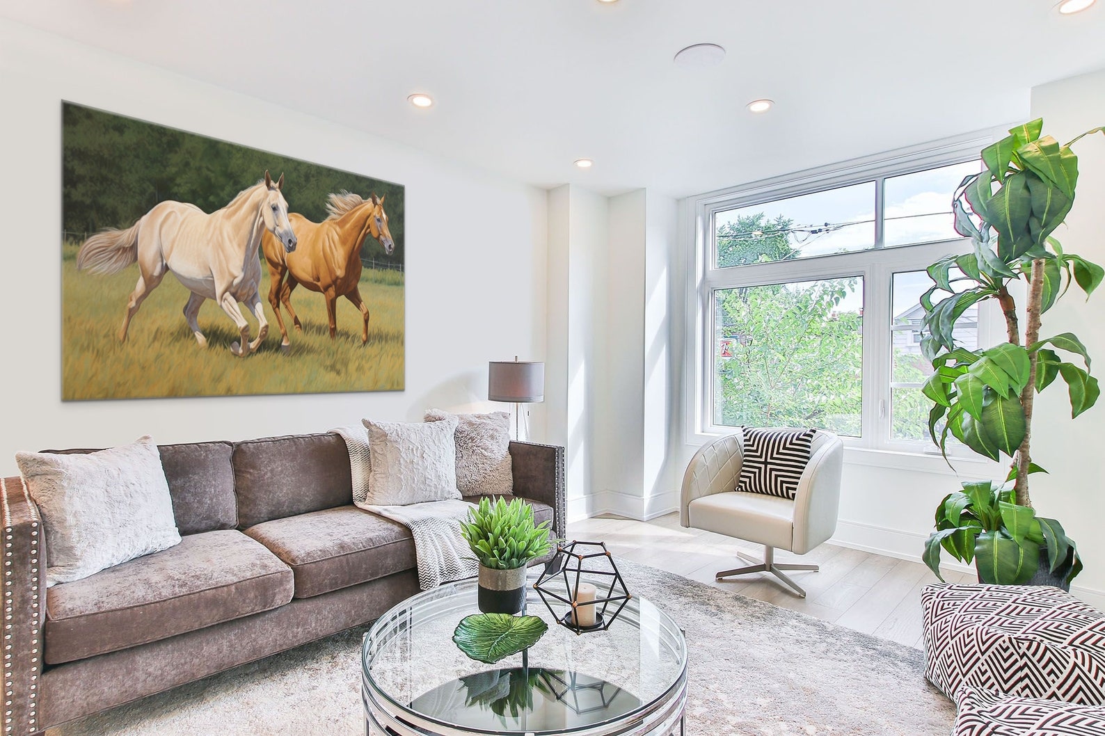 Two Golden Akhal Teke Horses V4, Oil Paint, Samsung Frame TV Art ...