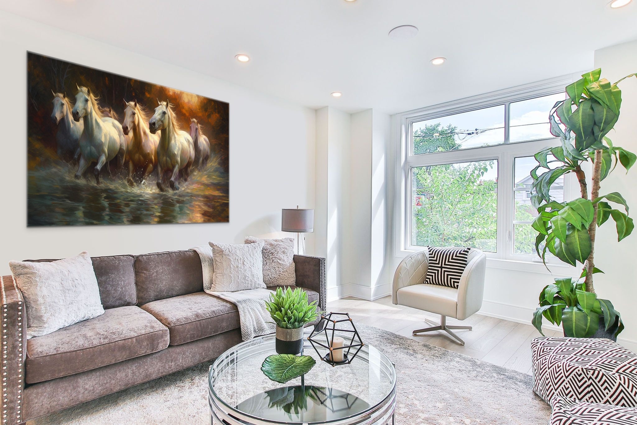 Running Horses, Over Water, Oil Paint, Samsung Frame TV Art, Digital Download - Etsy