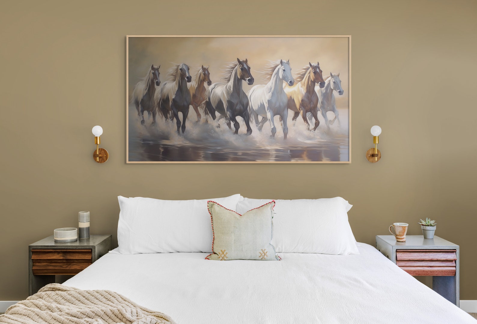 Seven Running Horses, Oil Paint, Samsung Frame TV Art, Digital Download ...