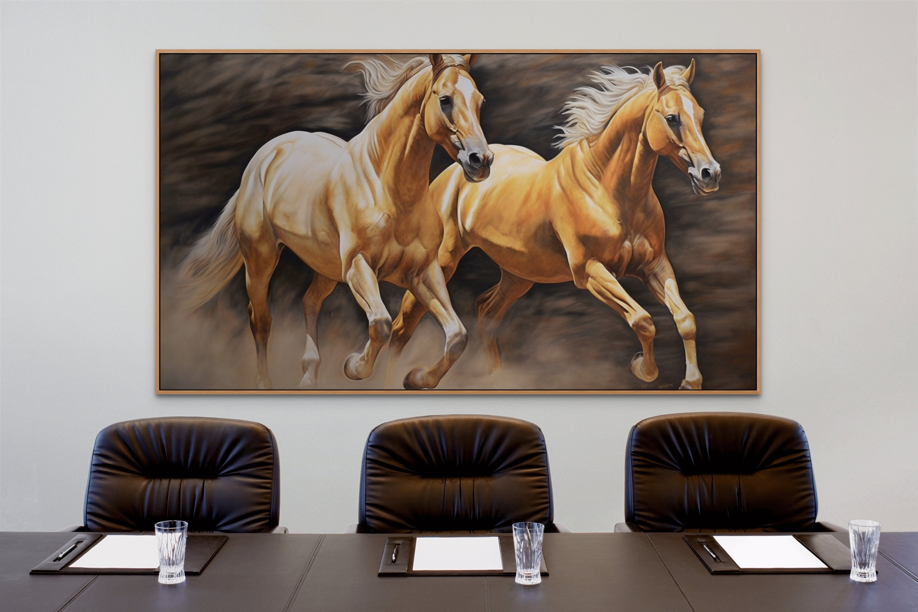 Two Golden Akhal Teke Horses V2, Oil Paint, Samsung Frame TV Art ...