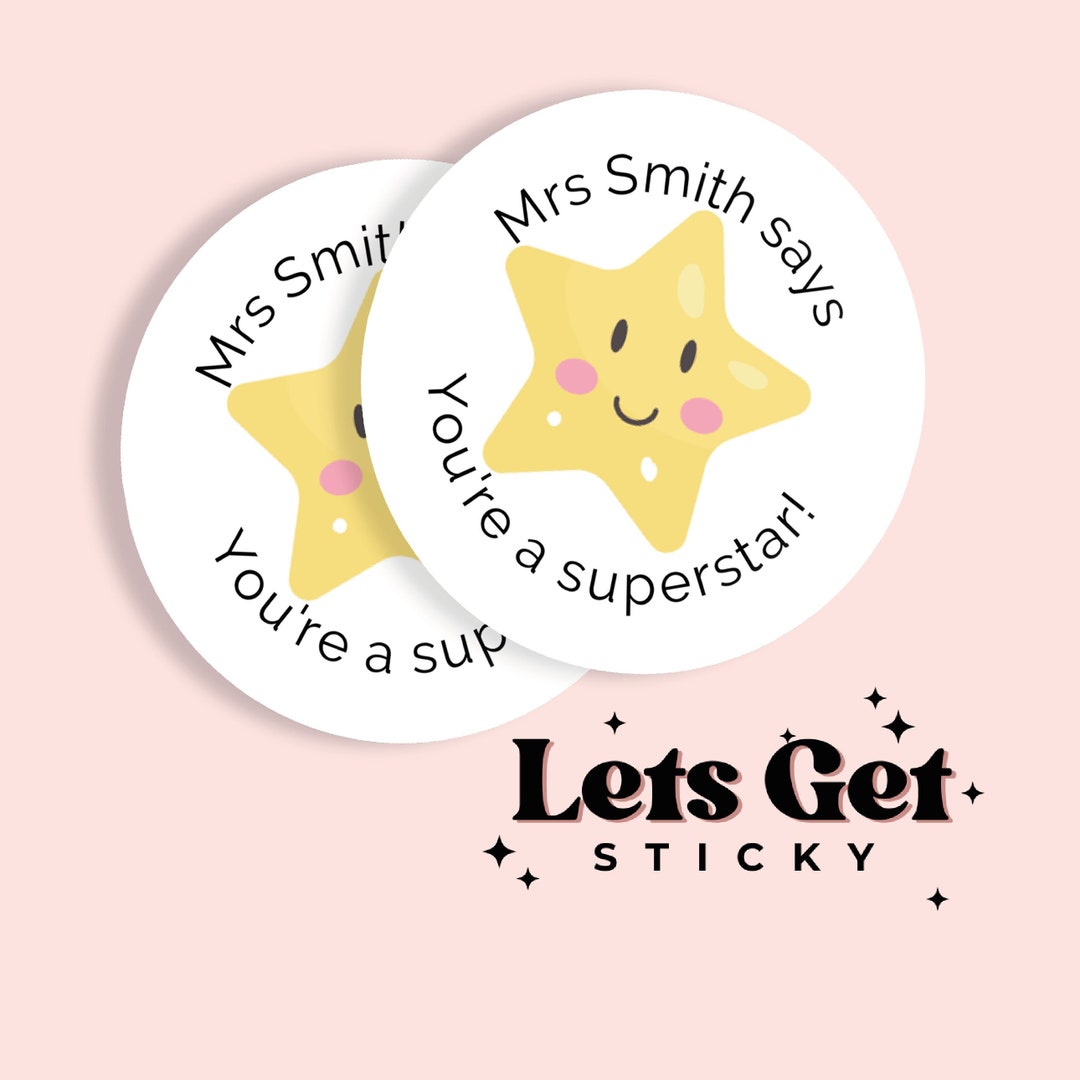 You're a Superstar Personalised Teacher Stickers Gloss or Matte Choice ...