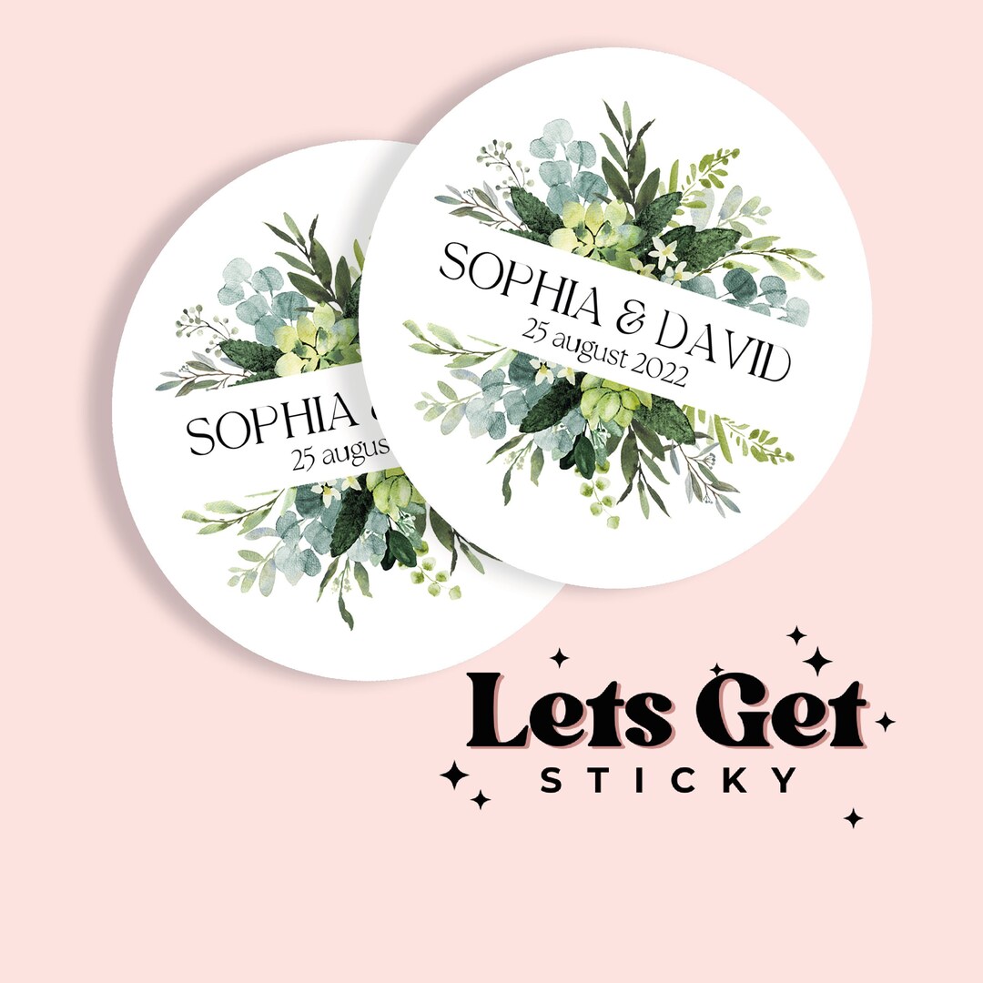 Personalised Wedding Stickers Floral Rustic Choice of Sizes Wedding ...