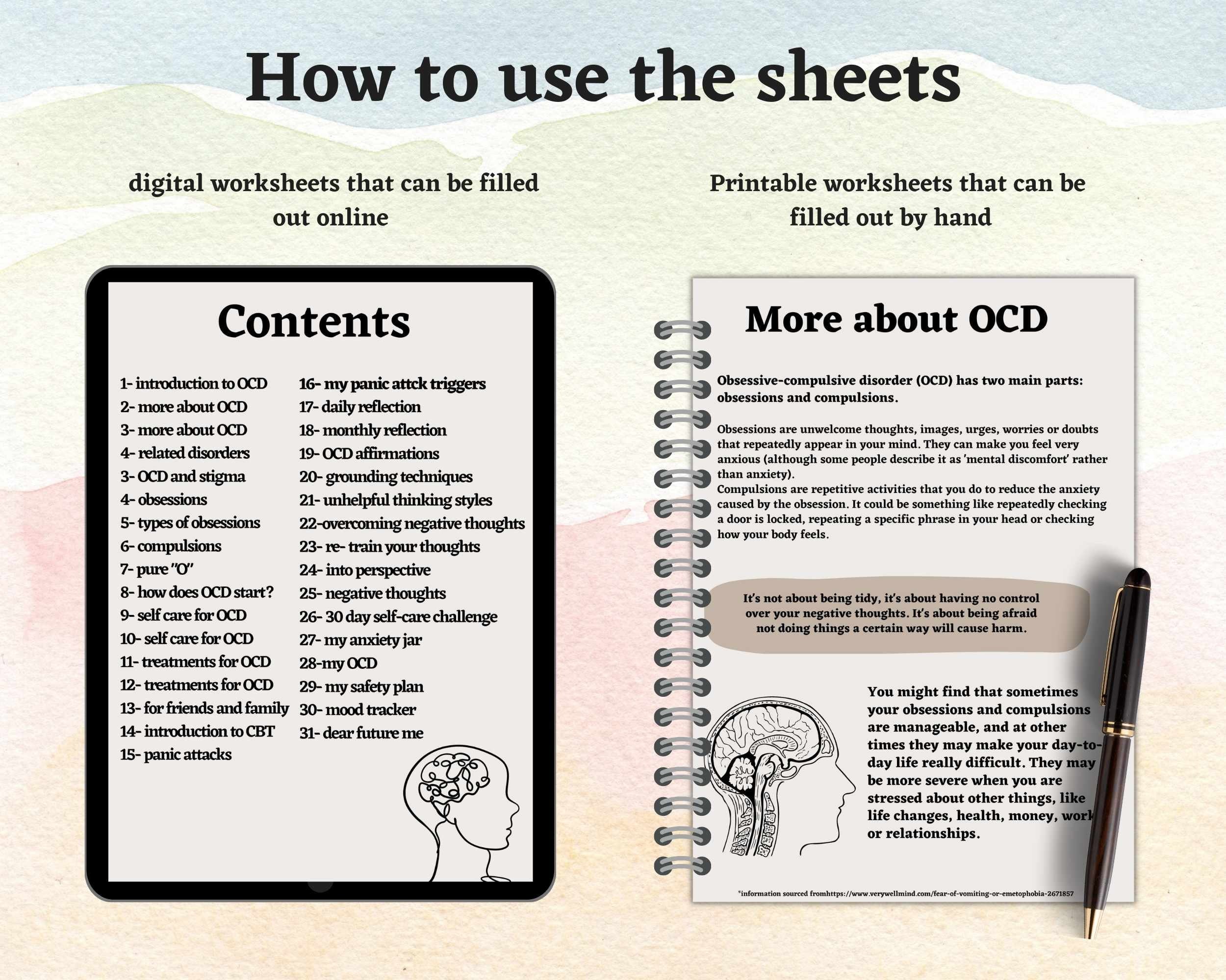 OCD Recovery, OCD Help Workbook CBT Printable Ocd Worksheets Ocd Help ...
