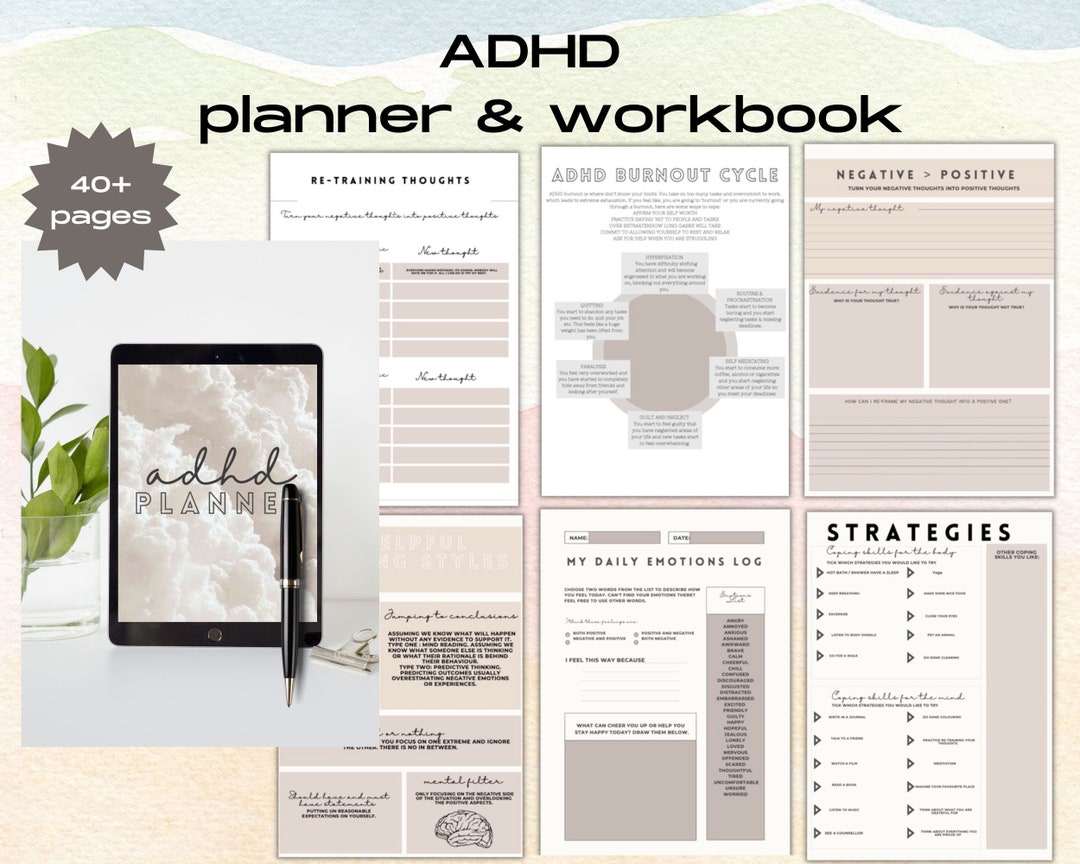 Adult ADHD Daily Planner|productivity|self-care|habit Tracker|mental ...
