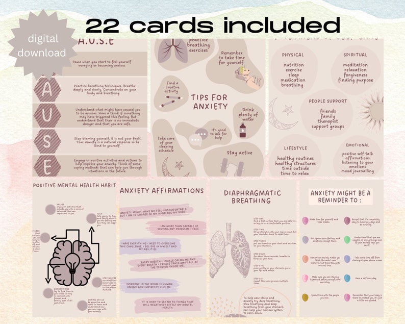 Anxiety Flashcards & Workbook Anxiety Help Coping Cards for - Etsy