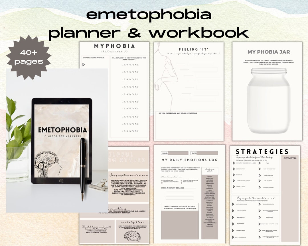 Emetophobia CBT Worksheets, Mental Health Planner |CBT Printable ...