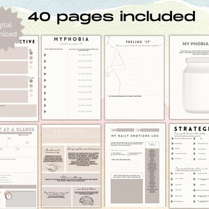 Phobia CBT Worksheets, Mental Health Planner |CBT Printable Worksheet ...