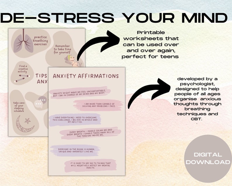 Anxiety Flashcards & Workbook, Anxiety Help Coping Cards for Teens ...