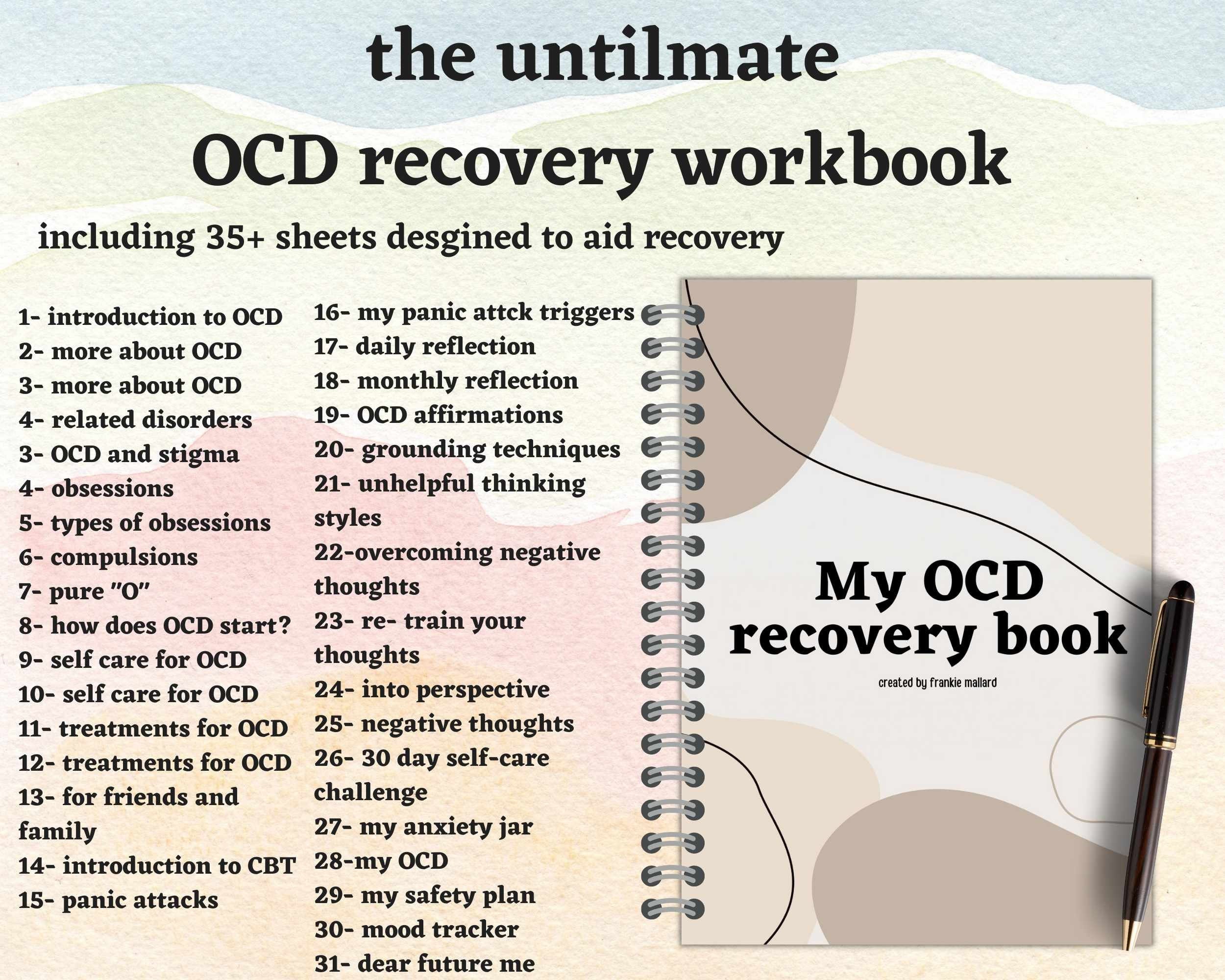 OCD Recovery, OCD Help Workbook CBT Printable Ocd Worksheets Ocd Help ...