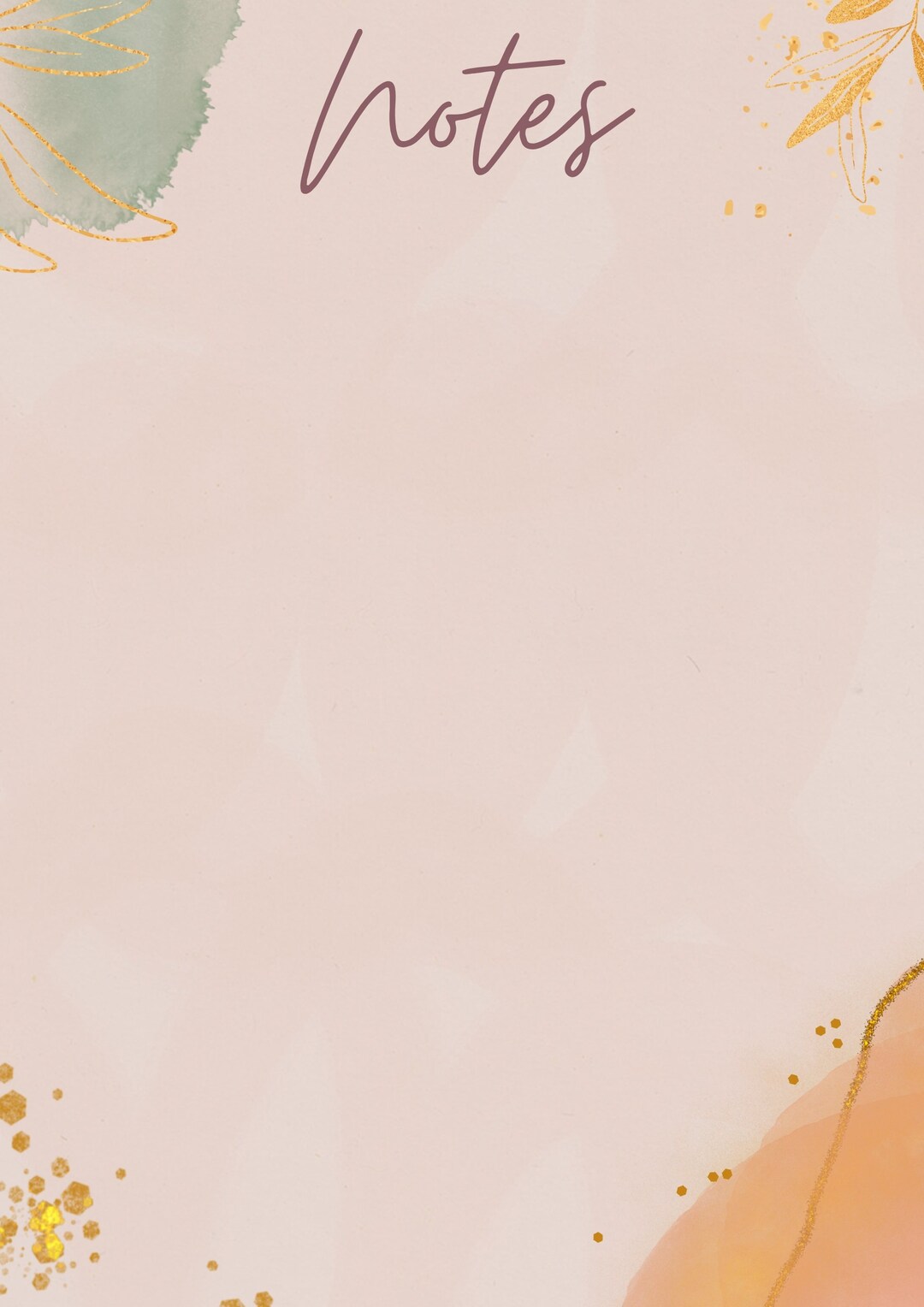 Notes Printable Notes Paper Notes Paper Pink Modern Notes Paper ...