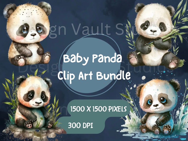 Cute Baby Panda Clipart Pack 15 PNG Graphics for Personal/commercial ...