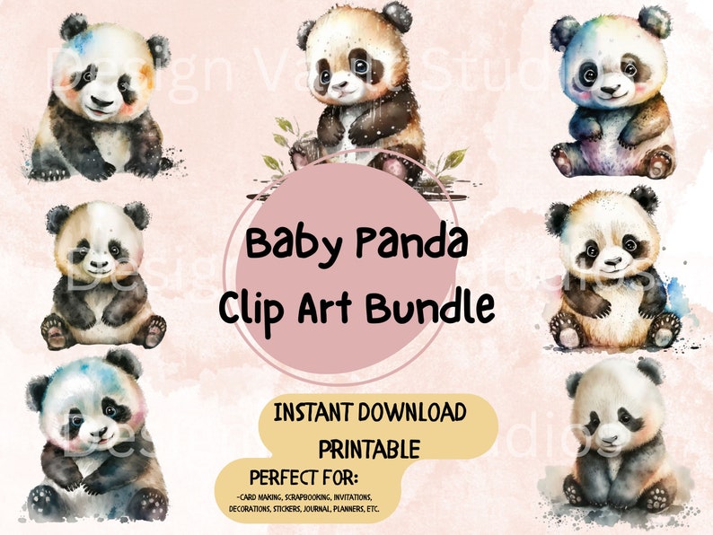 Cute Baby Panda Clipart Pack 15 PNG Graphics for Personal/commercial ...