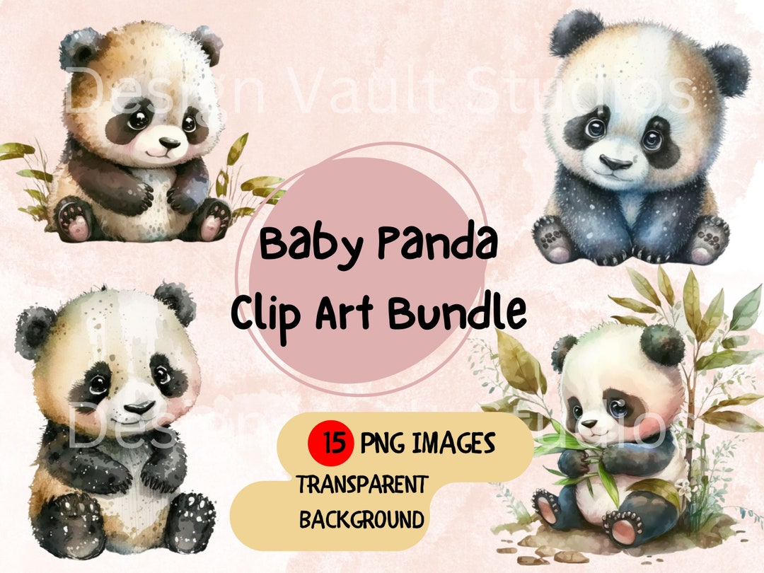 Cute Baby Panda Clipart Pack 15 PNG Graphics for Personal/commercial ...