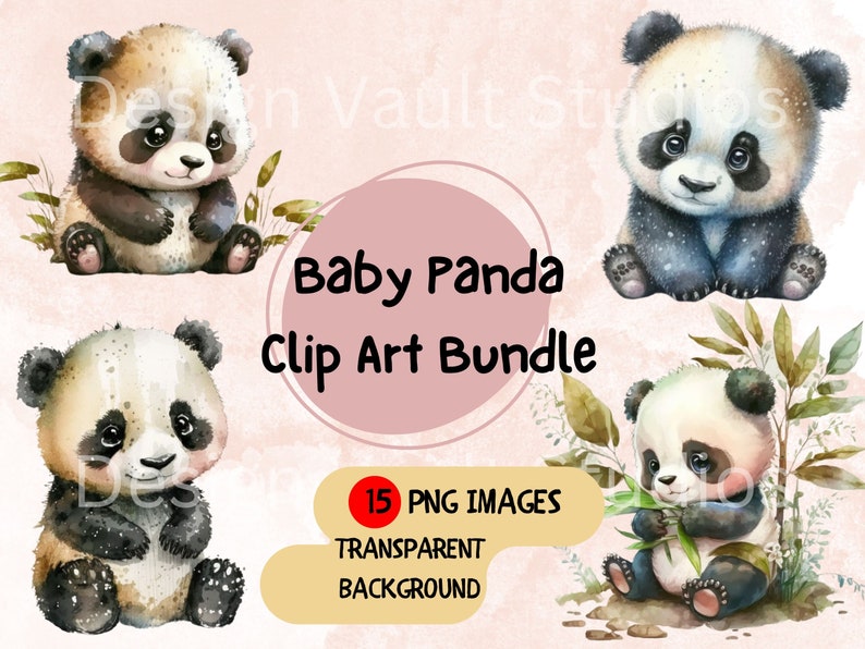 Cute Baby Panda Clipart Pack 15 PNG Graphics for Personal/commercial ...