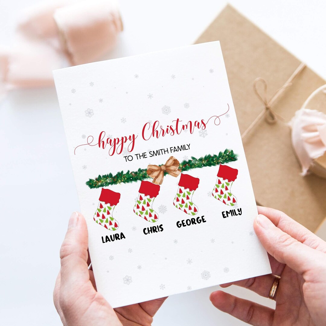 Personalised Family Christmas Card, Custom Family Names Christmas Card ...
