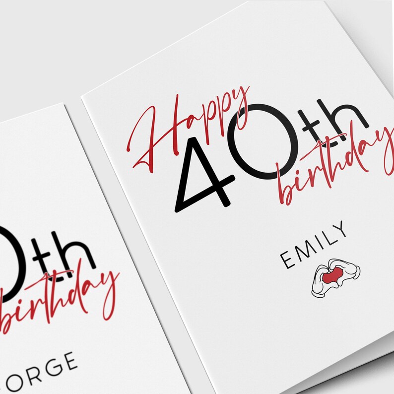 Happy 40th Birthday Name Card Custom Birthday Card 40 - Etsy