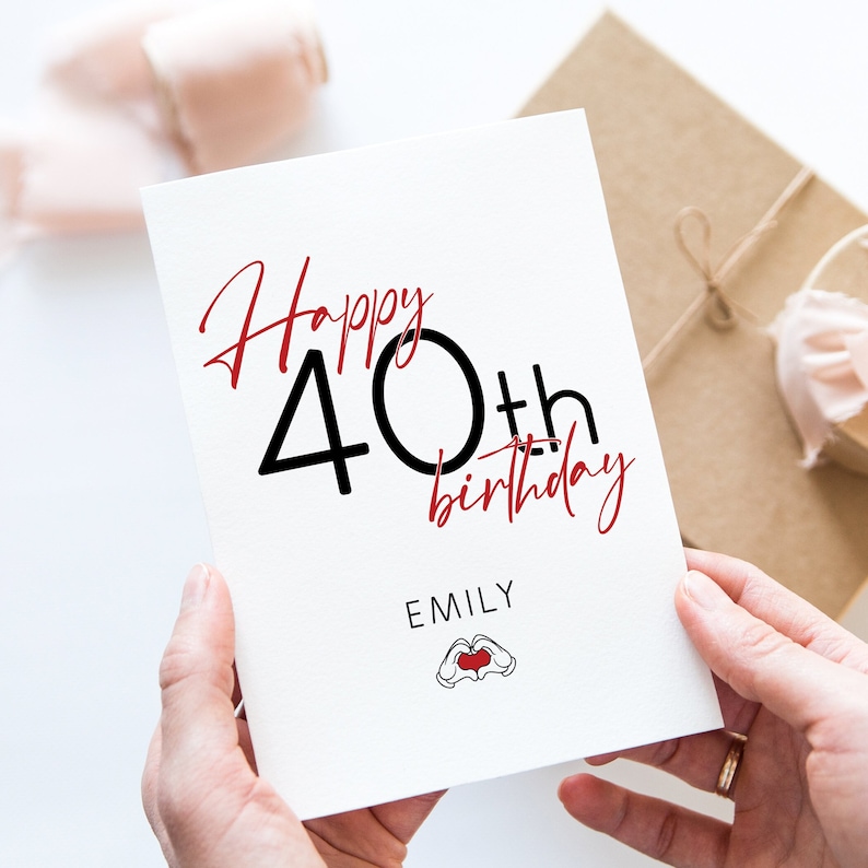 Happy 40th Birthday Name Card Custom Birthday Card 40 - Etsy