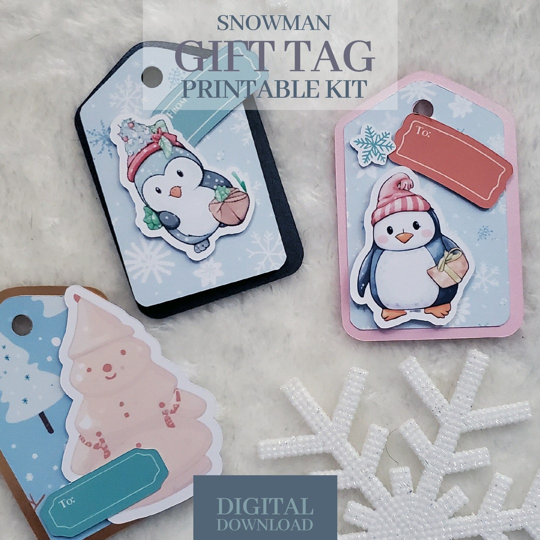 Snowman and Penguin Printable Craft Kit DIY Christmas Gift Tags, Family ...