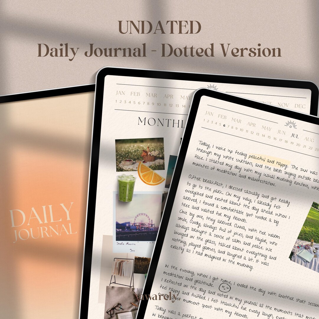 Daily Digital Journal, Undated Bullet Journal, 365 Day Journal, Digital ...
