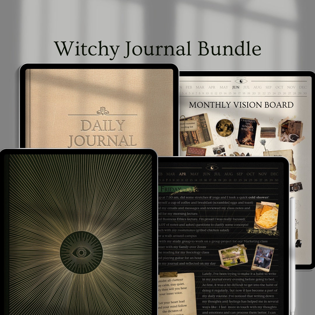 Witchy Digital Journal Bundle: Undated Daily Planner, Stickers (PDF) - Etsy