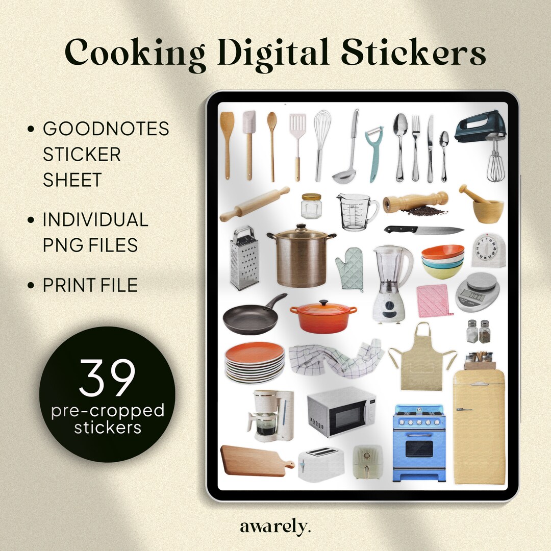Cooking Digital Stickers: Pre-cropped Planner Set (individual PNG Files ...
