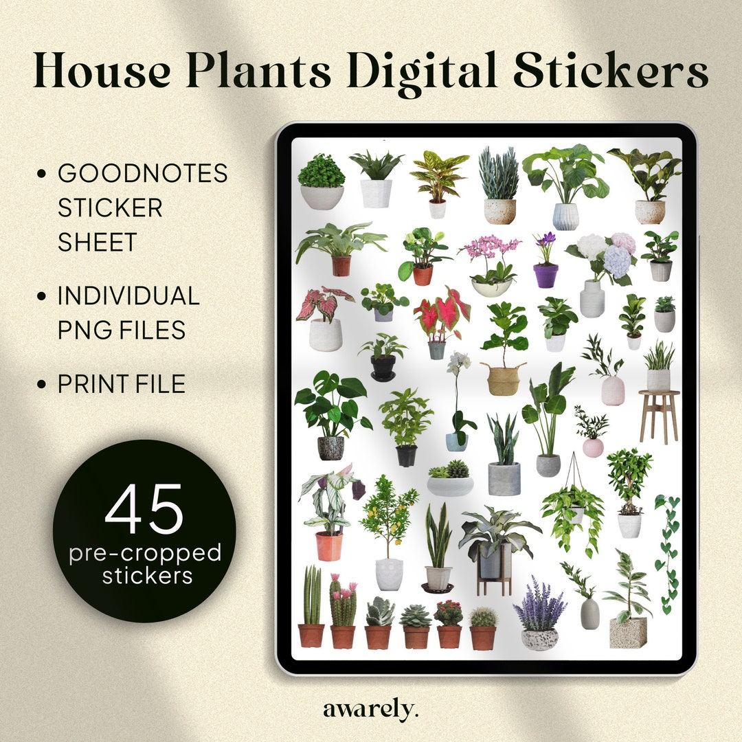 House Plants Digital Stickers: Pre-cropped for Goodnotes (individual ...