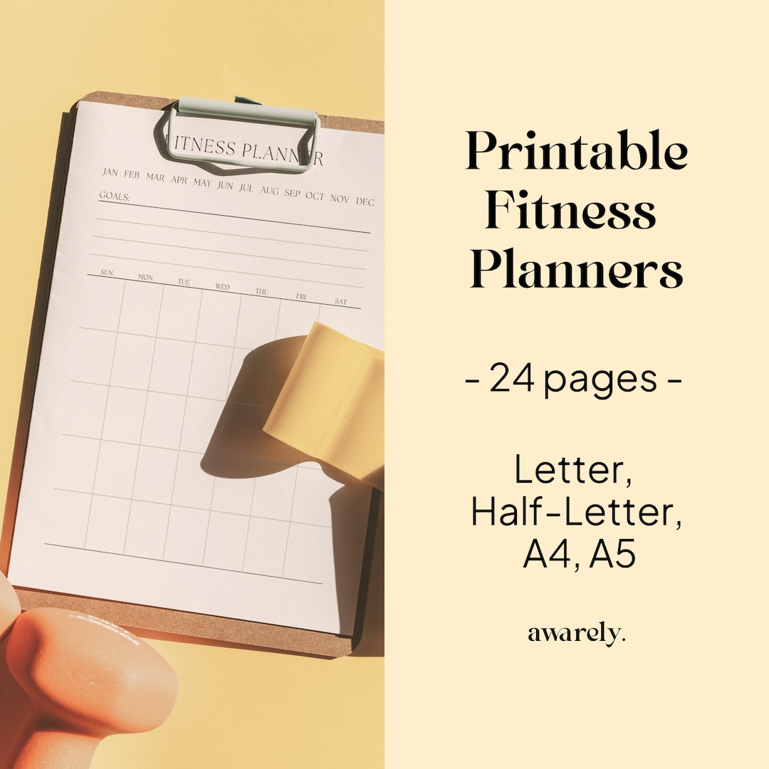 Printable Fitness Planners, Workout Goal Trackers, Weight or Cardio ...