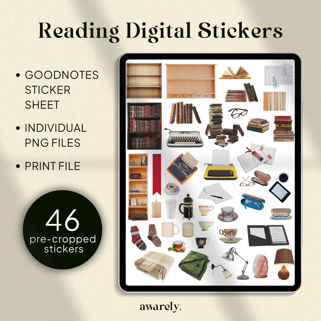 Reading Digital Sticker Sheet for Goodnotes | Pre-cropped iPad Stickers ...