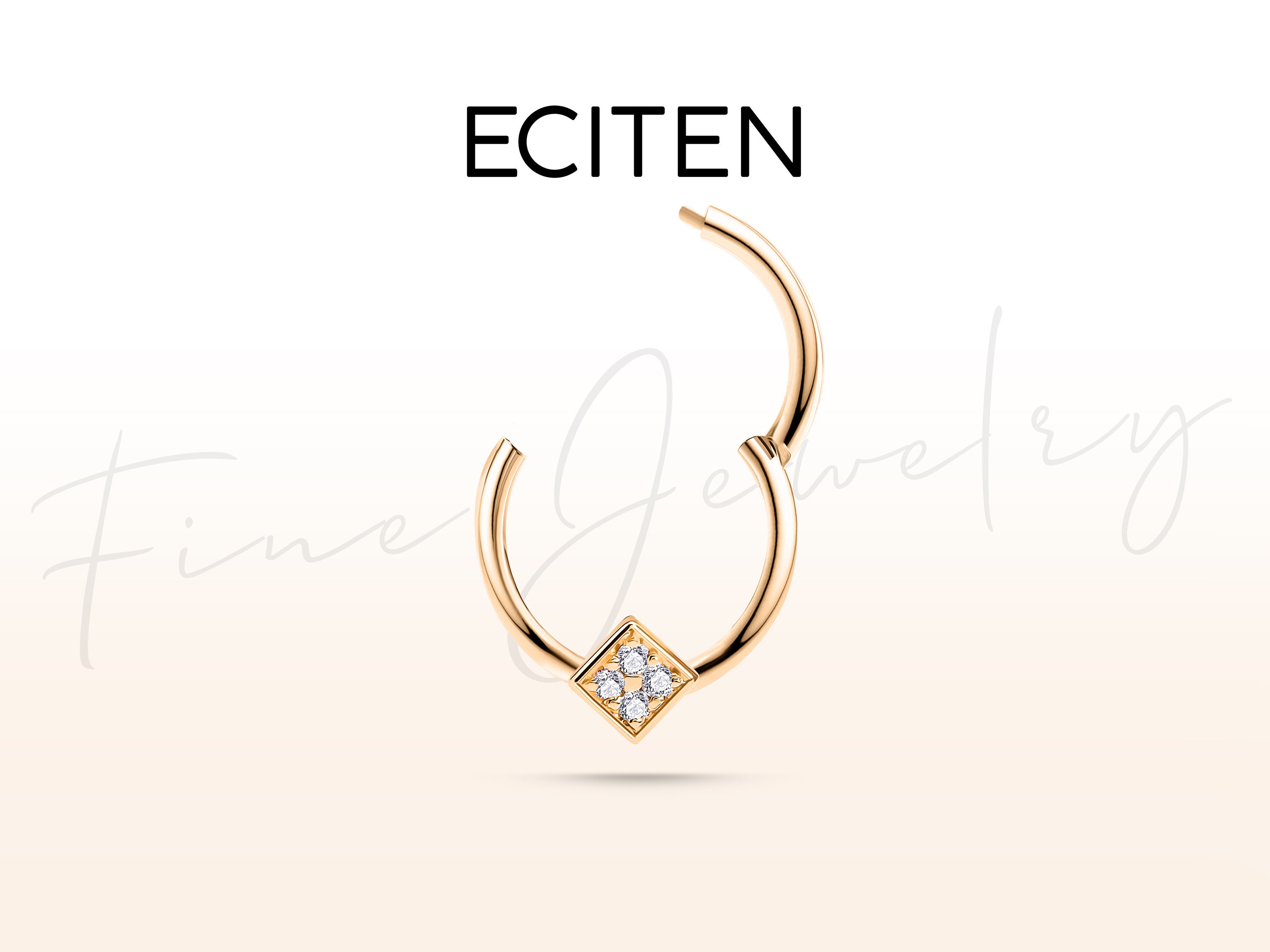 Daith Diamond Hoop Clicker Piercing in 14K Solid Gold,single Earring ...