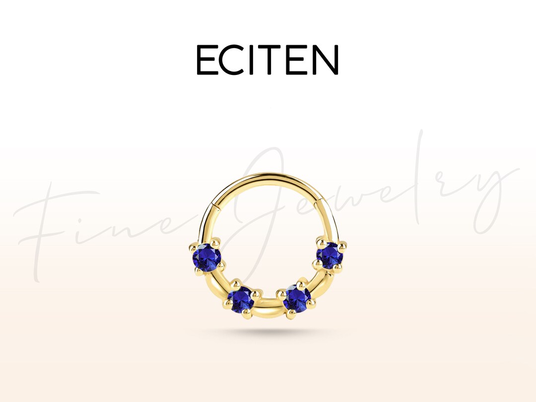 Serial Sapphire Hoop Clicker Piercing: Four Stone Cartilage Single ...