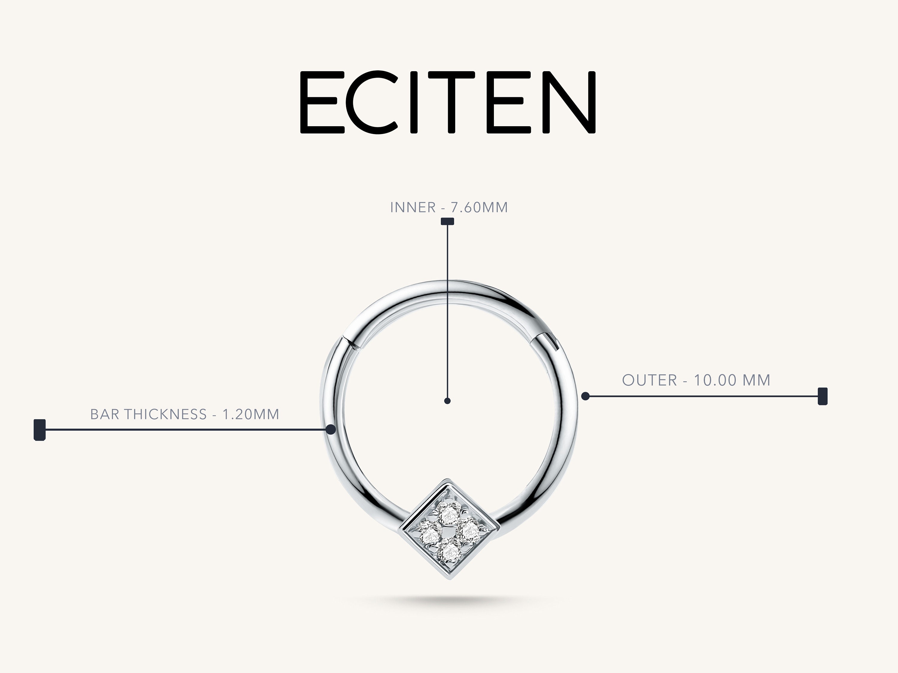 Daith Diamond Hoop Clicker Piercing in 14K Solid Gold,single Earring ...