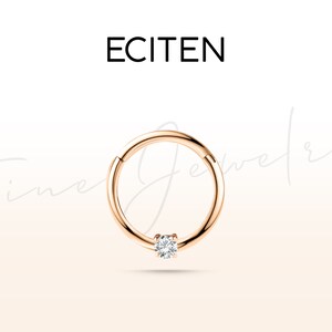 Solitaire Diamond Hoop Clicker Earrings in 14K Solid Gold,16g Cartilage ...