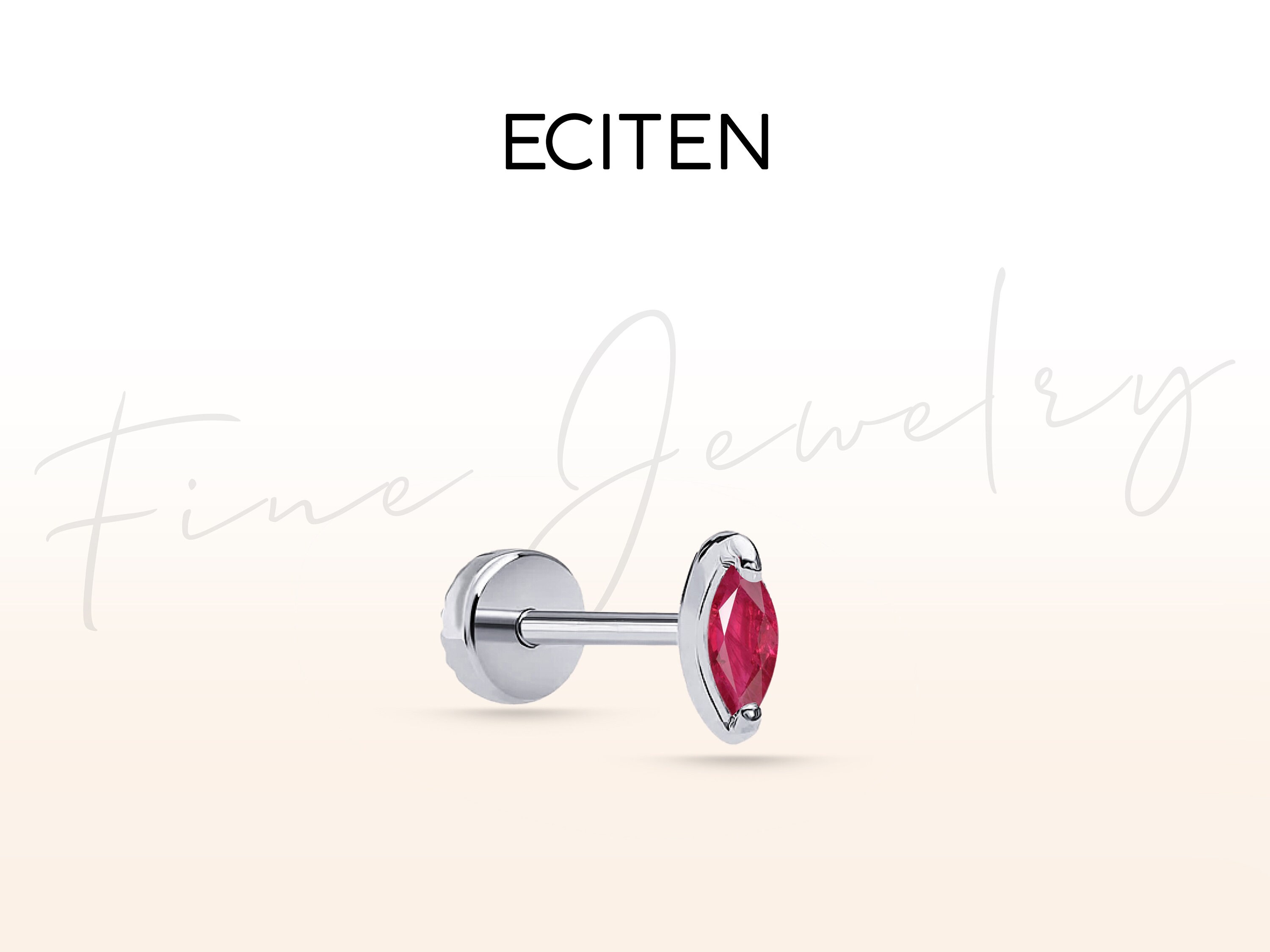 Cartilage Helix Screw Back Piercingmarquise Cut Ruby Piercing - Etsy