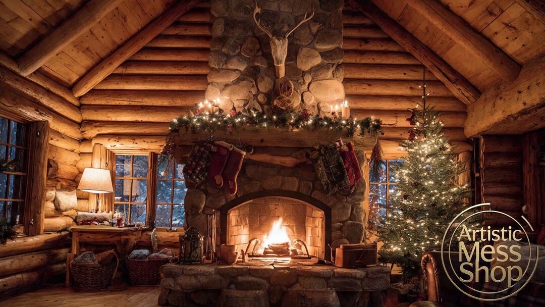 RUSTIC CABIN Festive BACKGROUND for Virtual Zoom Teams Meeting - Etsy