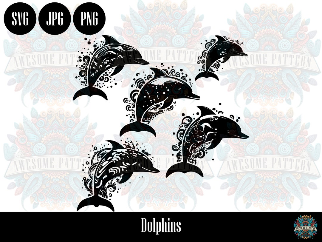 Cute Dolphin SVG Bundle Svg, Jpg, Png Commercial Use Dolphin Cut File ...