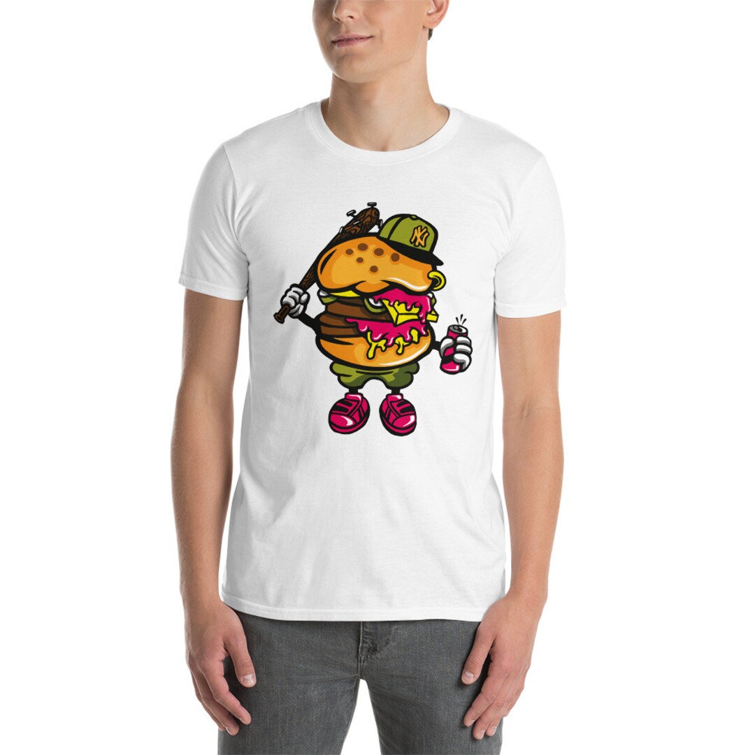 Comic Cheeseburger Yankees Cartoon Baseball Design - Etsy