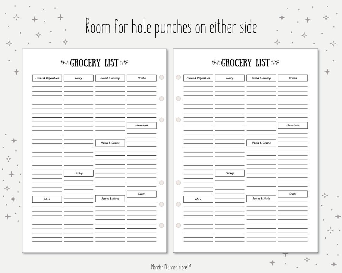 Grocery List | Printable PDF | A4, A5, Letter Format | With & Without ...