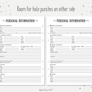 Personal Information Page | Printable PDF | A4, A5, Letter Format ...