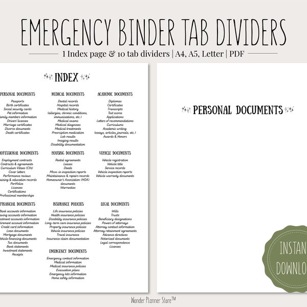 A5 Tab Dividers Template - Etsy