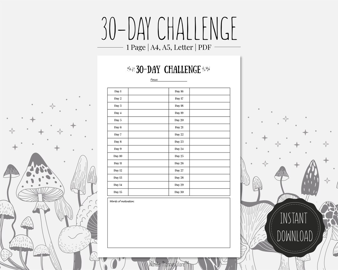 30-day Challenge | Printable PDF | A4, A5, Letter Format - Etsy