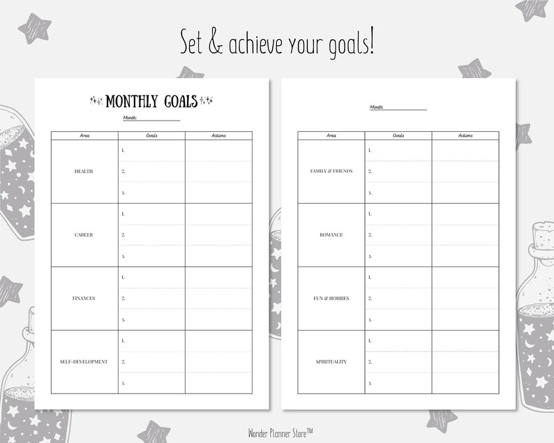 Monthly Goal Planner | Printable PDF | A4, A5, Letter Format - Etsy