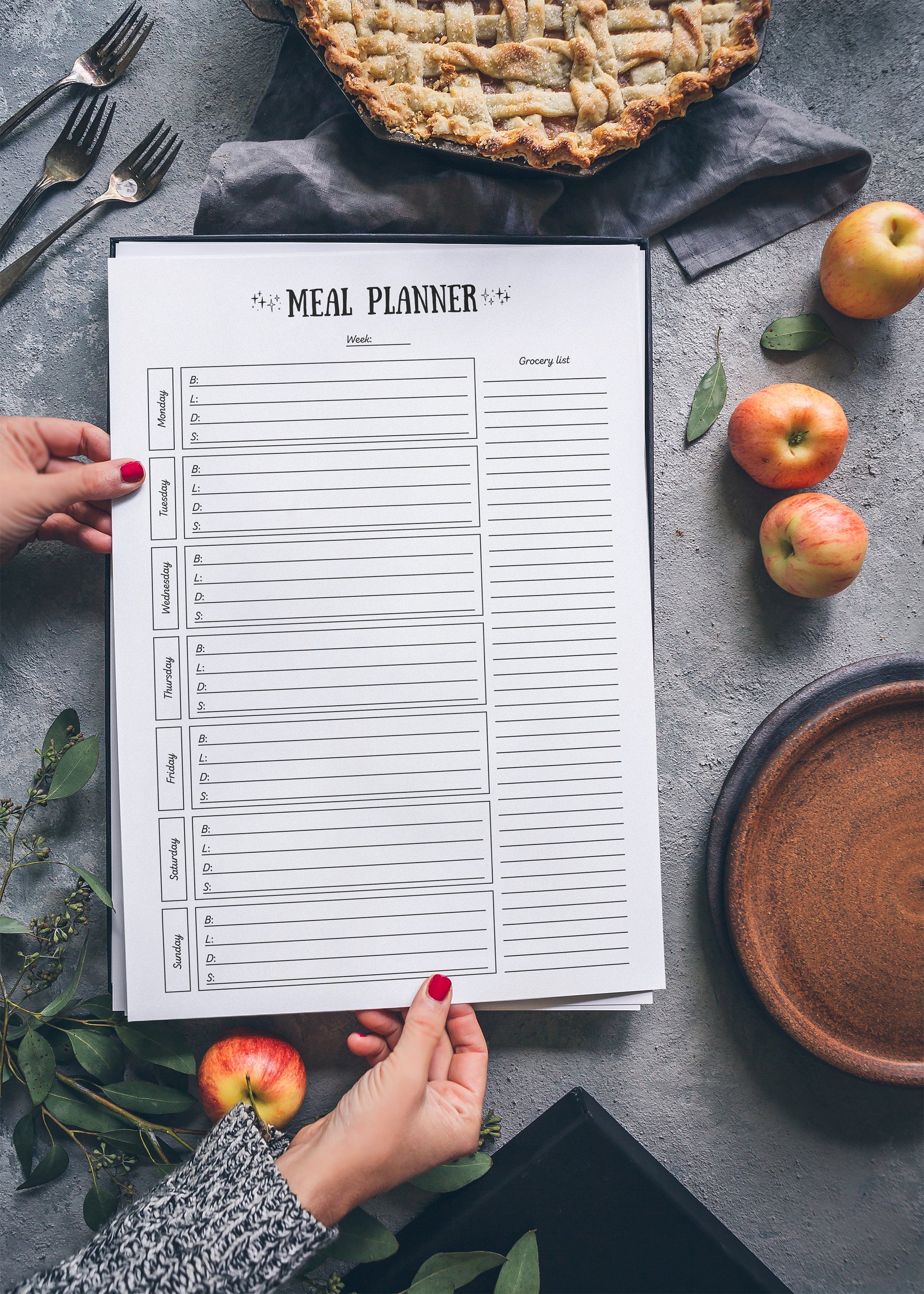 Meal Planner and Grocery List Printable PDF A4, A5, Letter Format ...