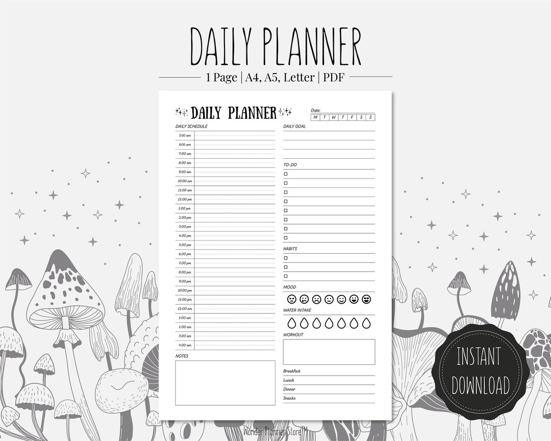 Daily Planner Printable | 12H & 24H Schedule, To-do List (PDF) - Etsy