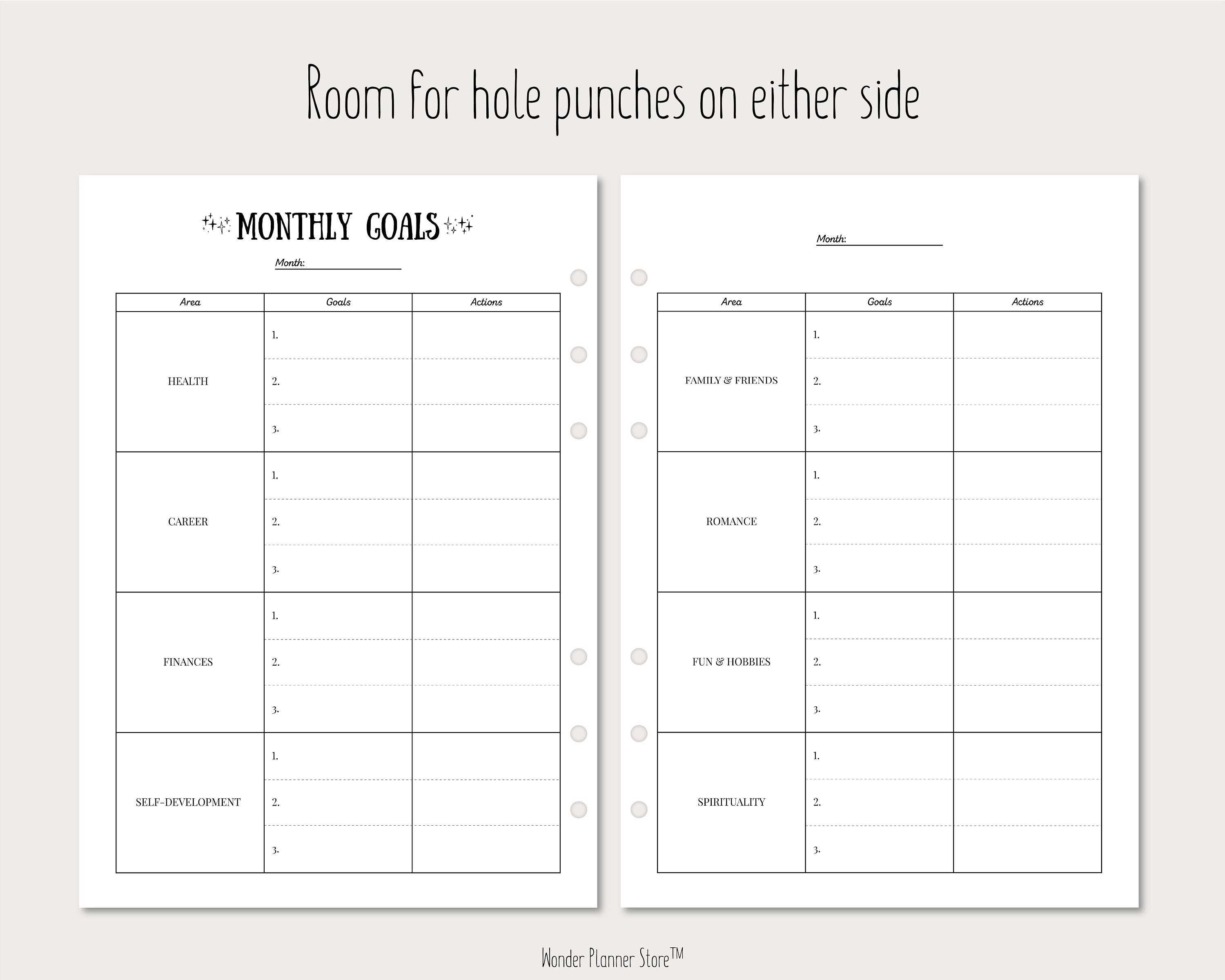 Monthly Goal Planner Printable PDF A4, A5, Letter Format - Etsy