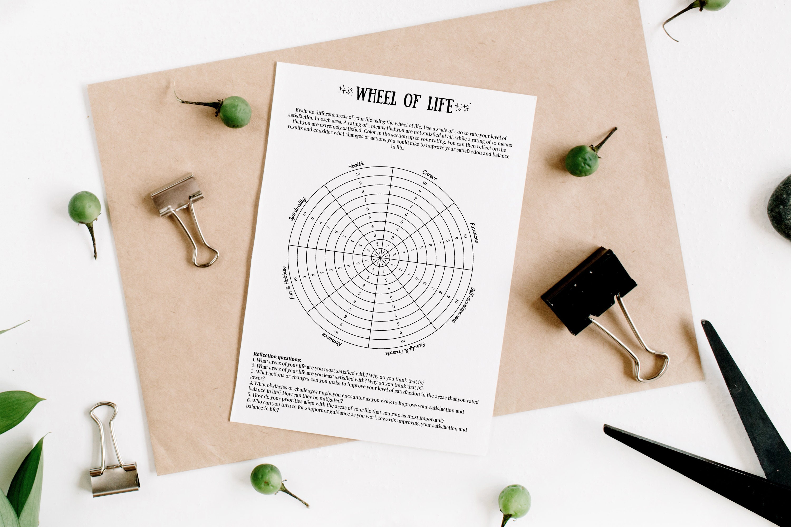 Wheel of Life Worksheet | Reflection Tool | Printable PDF | A4, A5 ...