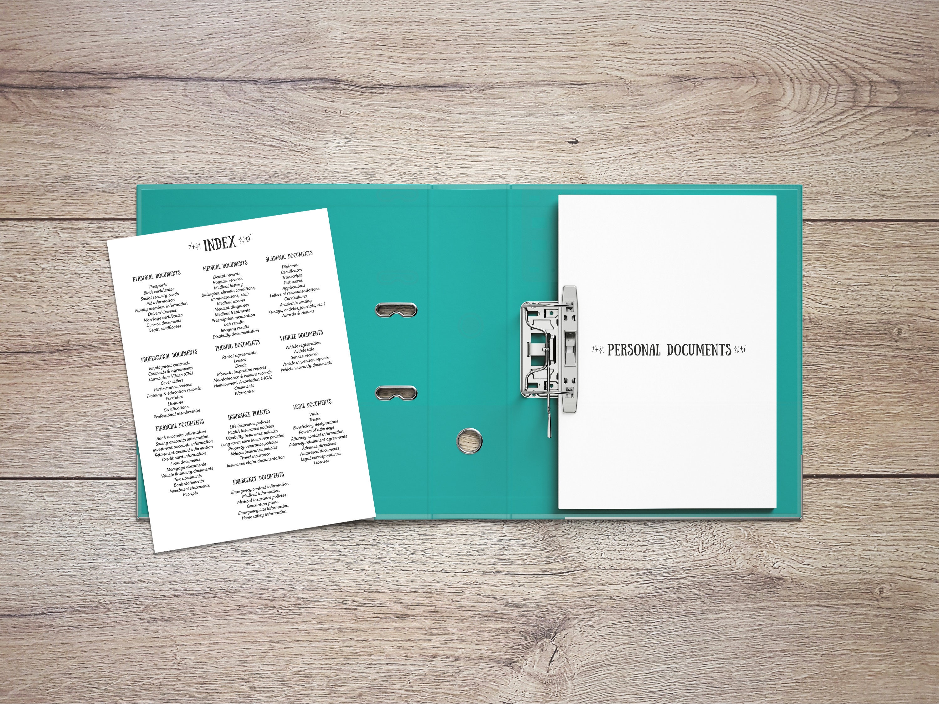 Emergency Binder Index Page & Tab Dividers | Printable PDF | A4, A5 ...